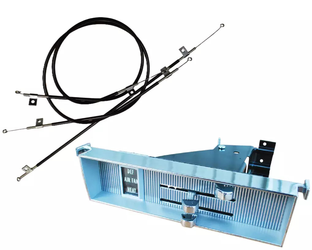 67-72 Chevy/GMC Truck Chrome Dash Heater Control Panel & Cables Non-Fa ...