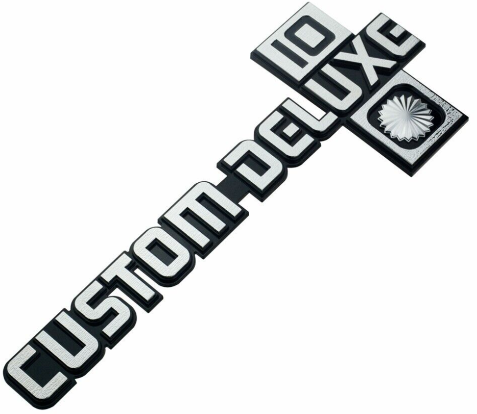 81-87 Chevy C10 Truck LH/RH "CUSTOM DELUXE 10" Fender Emblems Pair wit ...