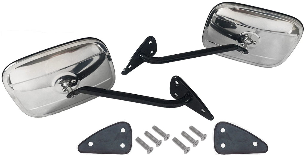 60-66 Chevy/GMC Truck LH / RH Side View Stainless Door Mirrors & Black ...