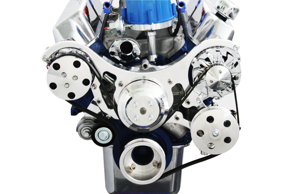 SBF Front Serpentine Pulley Drive Kit Pol/Chrome Bracket | JLFabrication