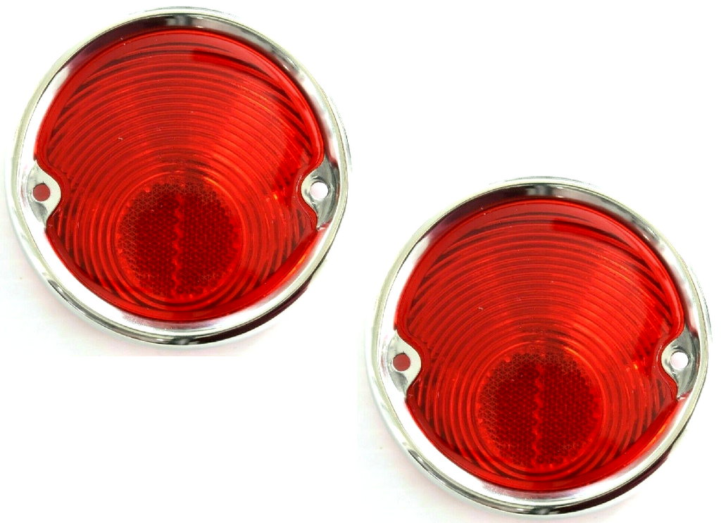 55-59 Chevy/GMC Truck Rear Tail Light Lenses w/ Aluminum Trim (Pair ...