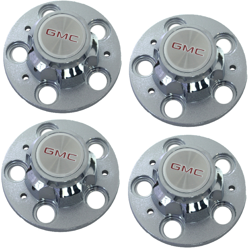 77-87 GMC C10 2wd Truck Chrome Rally Wheel Center Hub Caps with Logo 5 ...